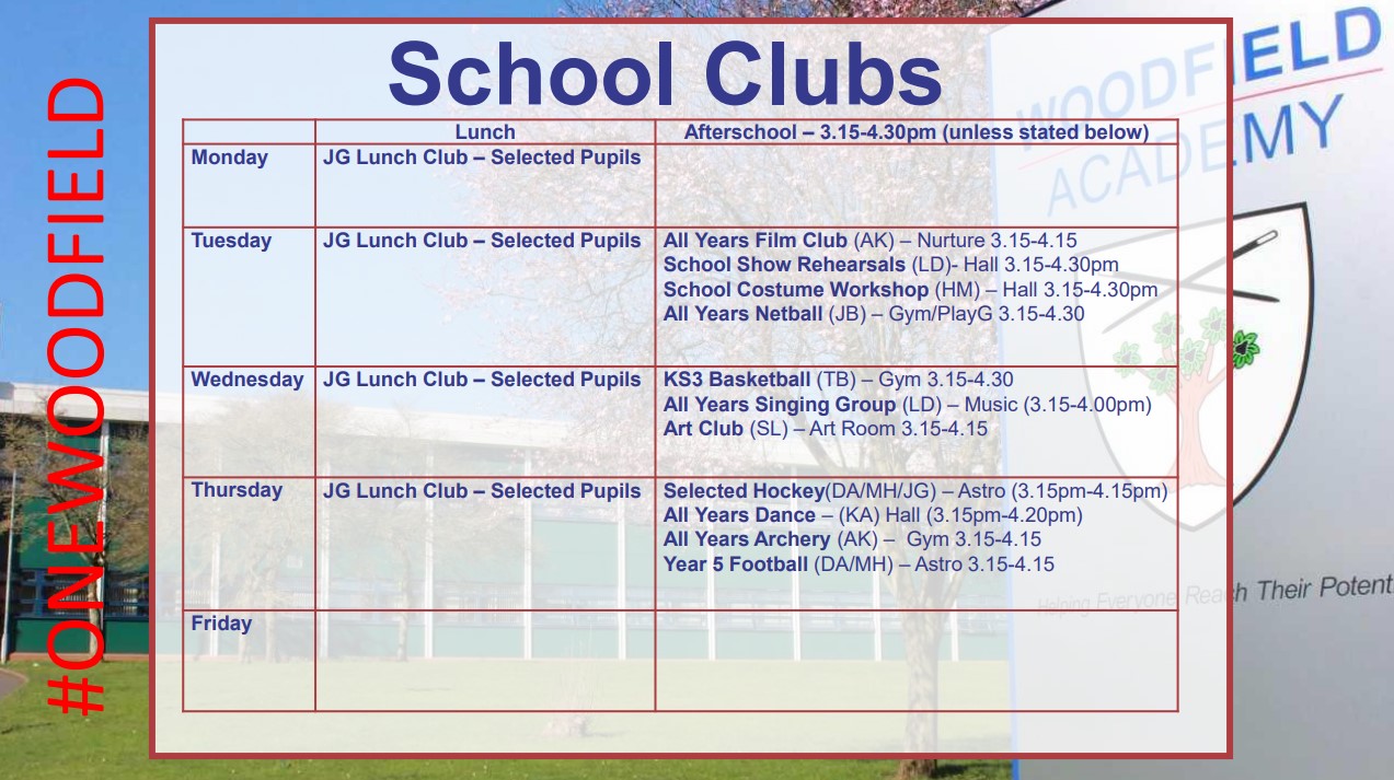 School Clubs | Woodfield Academy